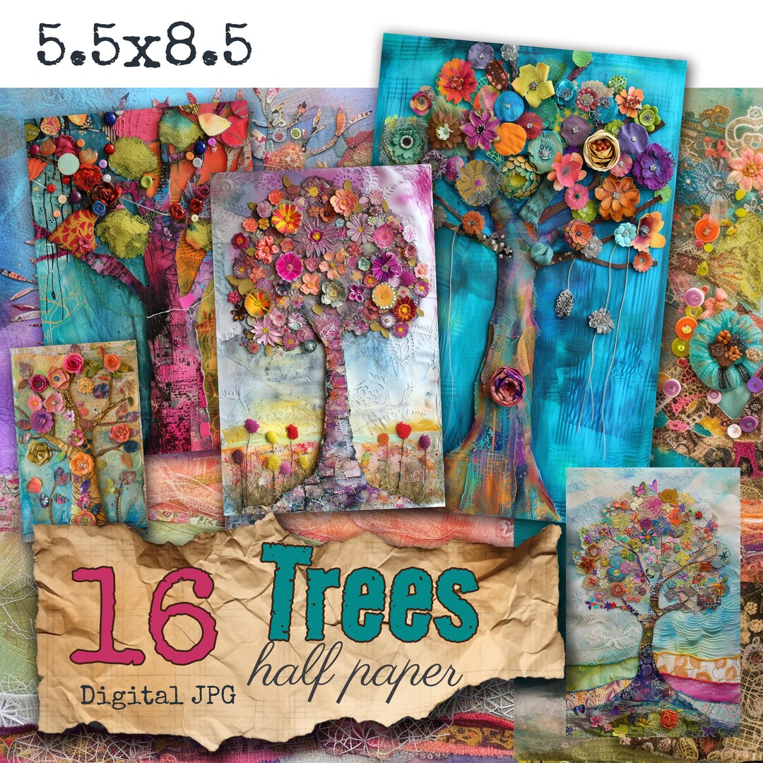 16 Half Paper Colored Tree Floral Backgrounds Scrapbook Backgrounds JPG ...