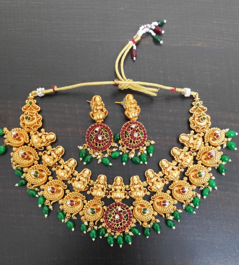 Parshva Jewels Lakshmi Devi Semi Bridal Choker Set - Etsy