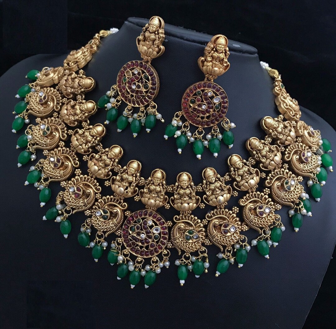 Parshva Jewels Lakshmi Devi Semi Bridal Choker Set - Etsy