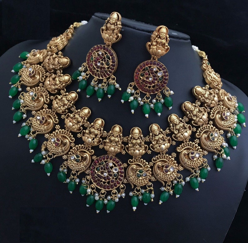 Parshva Jewels Lakshmi Devi Semi Bridal Choker Set - Etsy