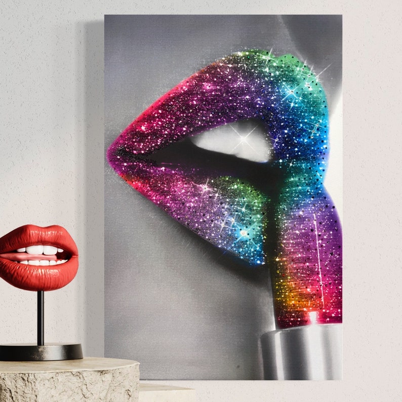 Lips Crystal Poster, Fashion Poster, Hollywood Poster, Black and White ...