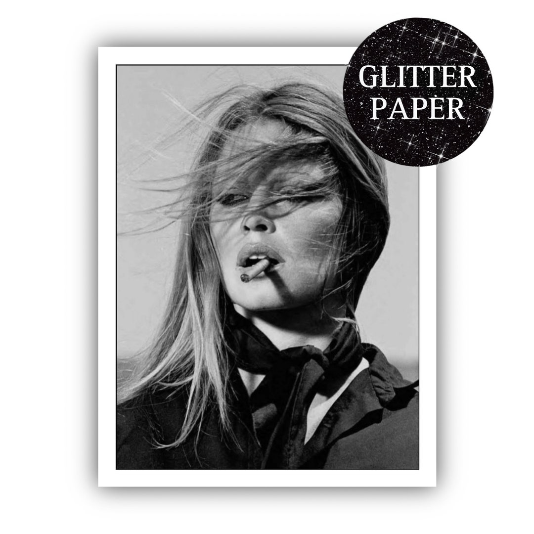 Bridget Bordeaux Poster With Crystals, Fashion Poster, Hollywood Poster, Black and White Poster ...