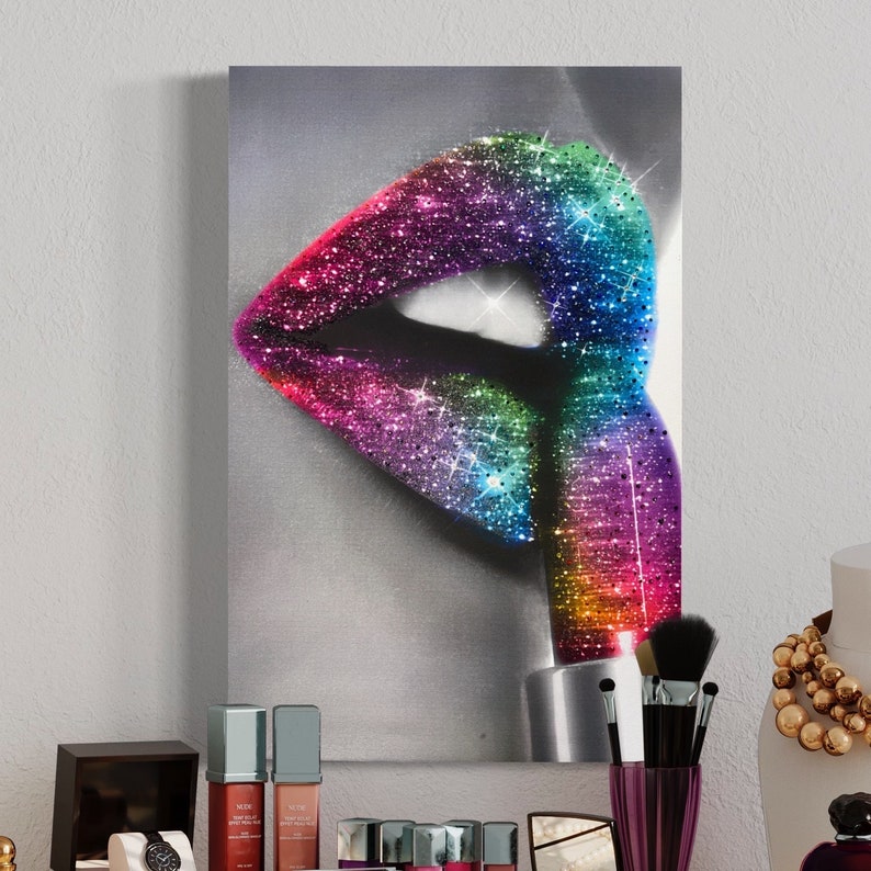 Lips Crystal Poster, Fashion Poster, Hollywood Poster, Black and White ...
