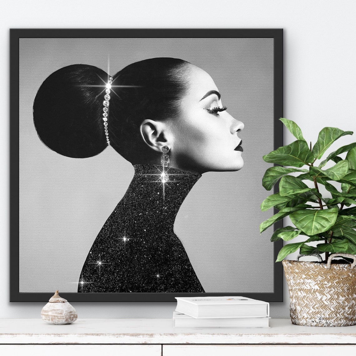 Crystal Girl Poster, Fashion Poster, Hollywood Poster, Black and White ...