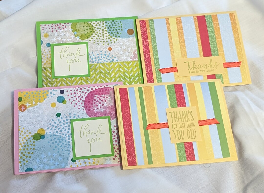 Assorted Hand-stamped Thank You Notes Set of 4 - Etsy