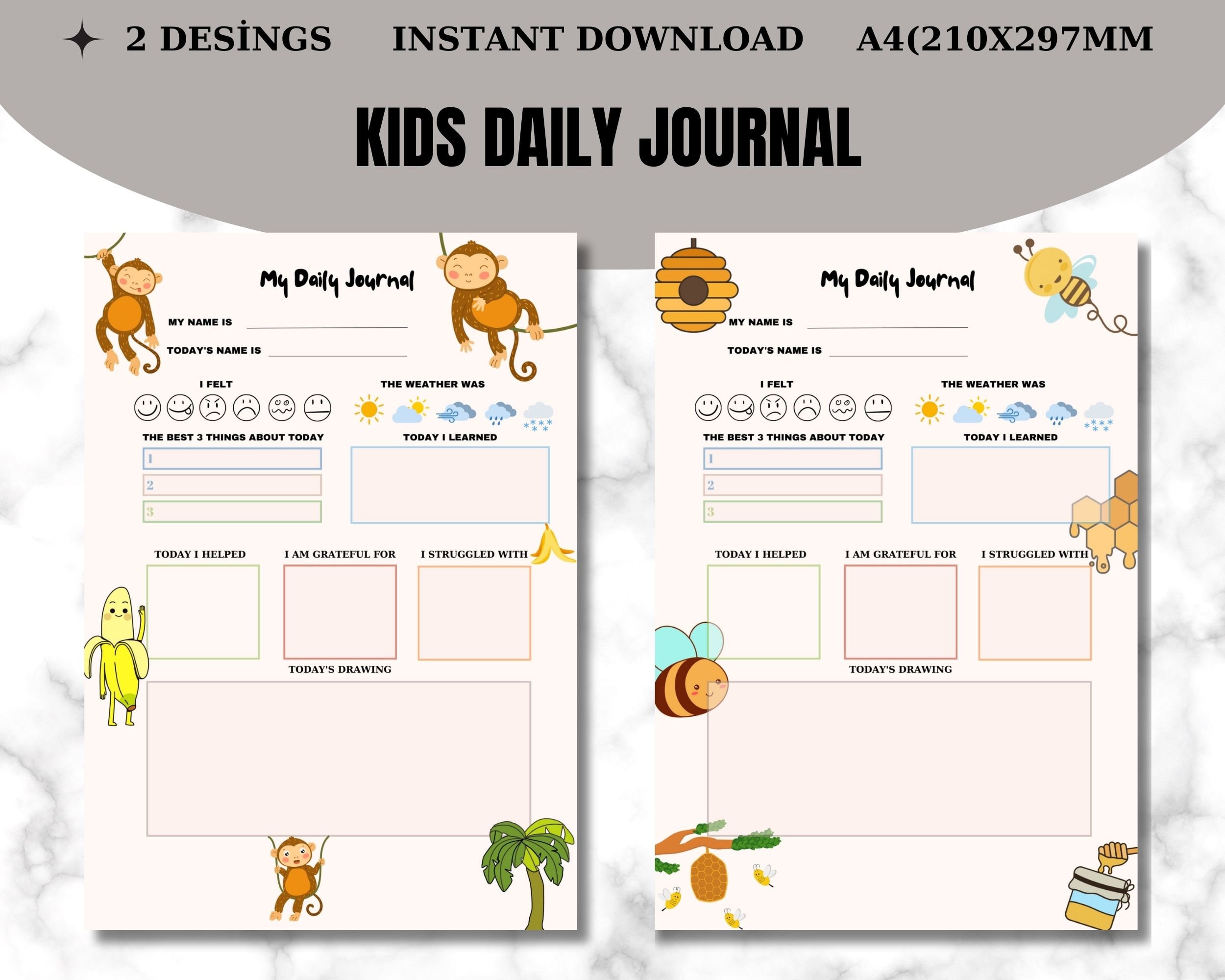 Kids Daily Journal Printable Journal for Kids Kids - Etsy