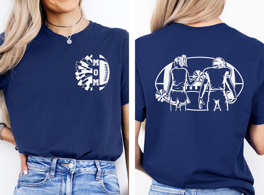Custom Football Cheer Shirt Mom of Football & Cheer Back Print Short ...