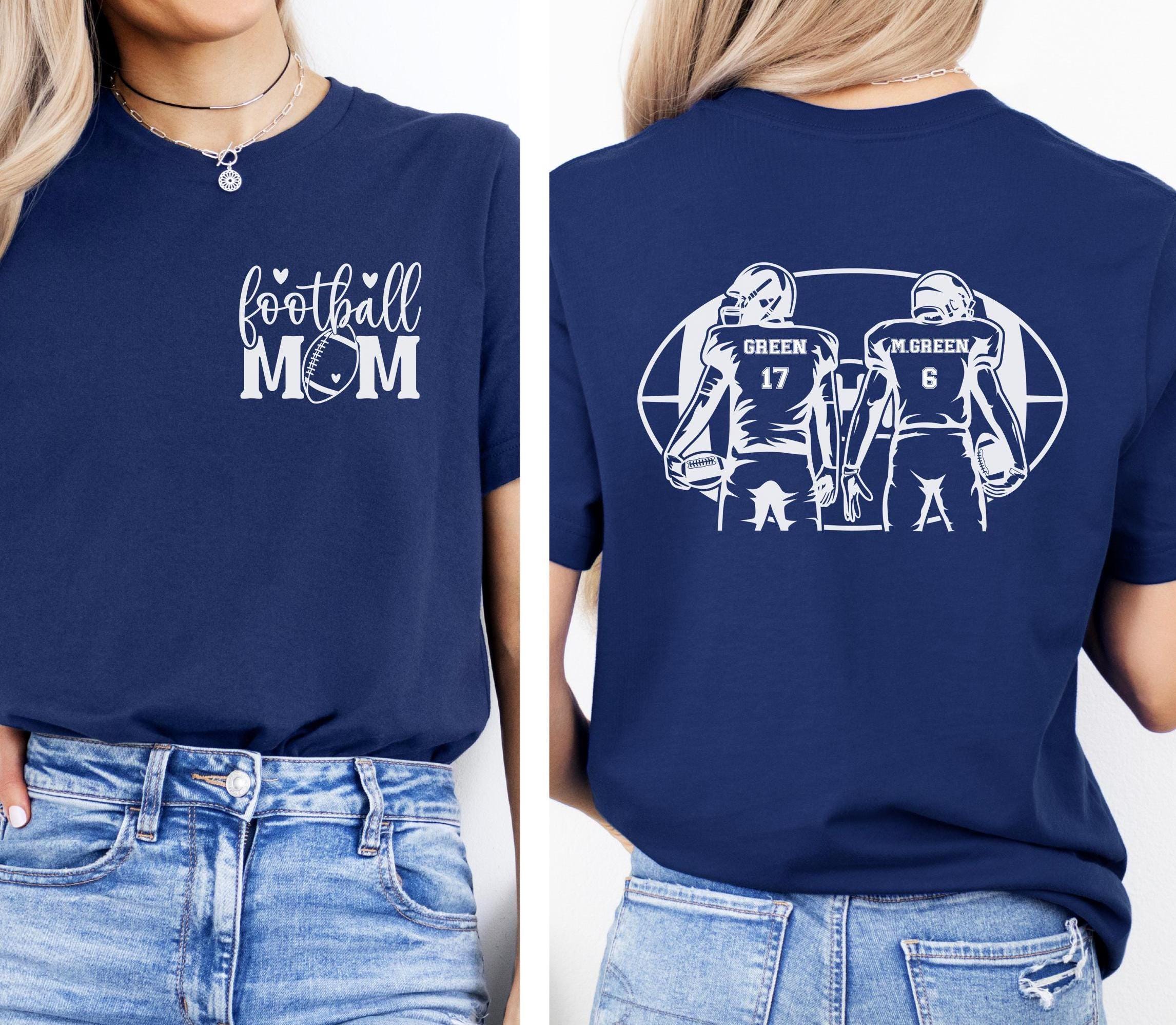 2 Player Football Mom Shirt Custom 2 Sided Football Shirt Game Day ...