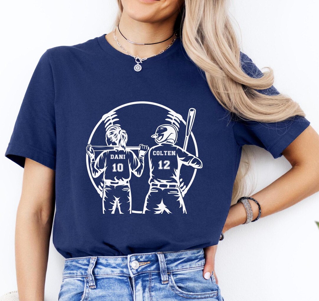 Custom Boy Girl Baseball Shirt Sibling Baseball Graphic T-shirt Game ...