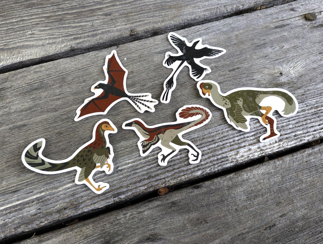 Dinosaur Stickers — velociraptor, Microraptor, Oviraptor, Yi Qi ...