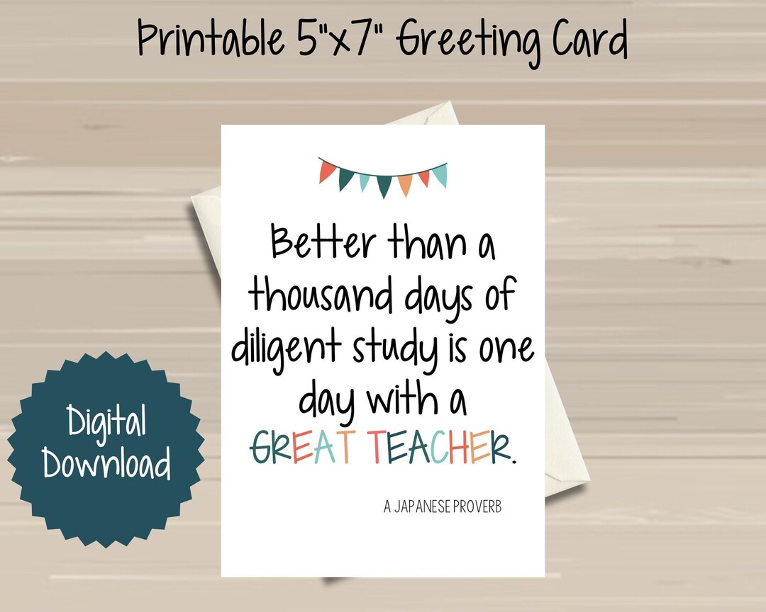 Teacher Quote Greeting Card Thank You and Appreciation Gift Printable ...