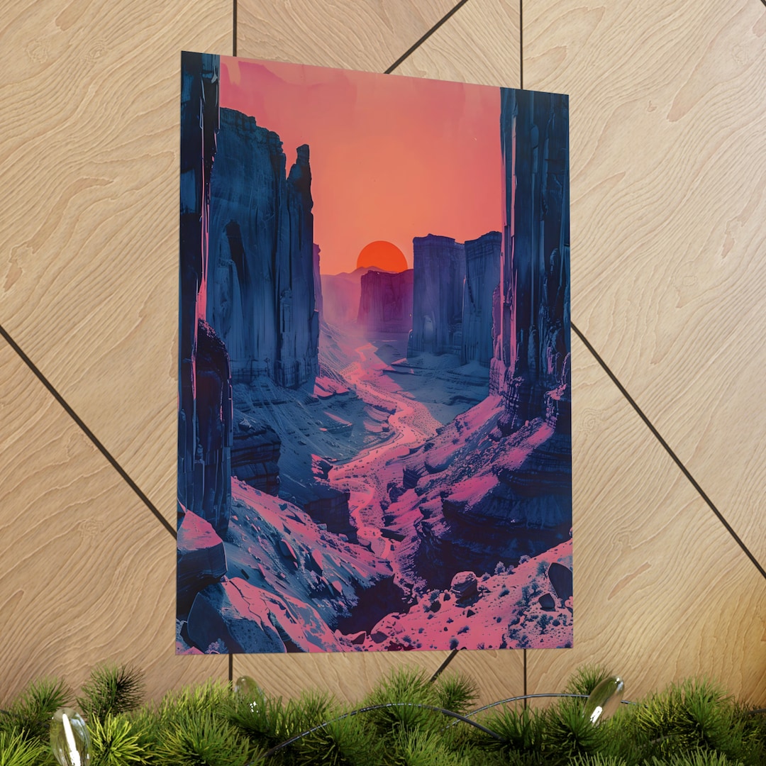 Desert Mountain Sunset Art Print, Hippy Scenic Decor, Grand Canyon - Etsy