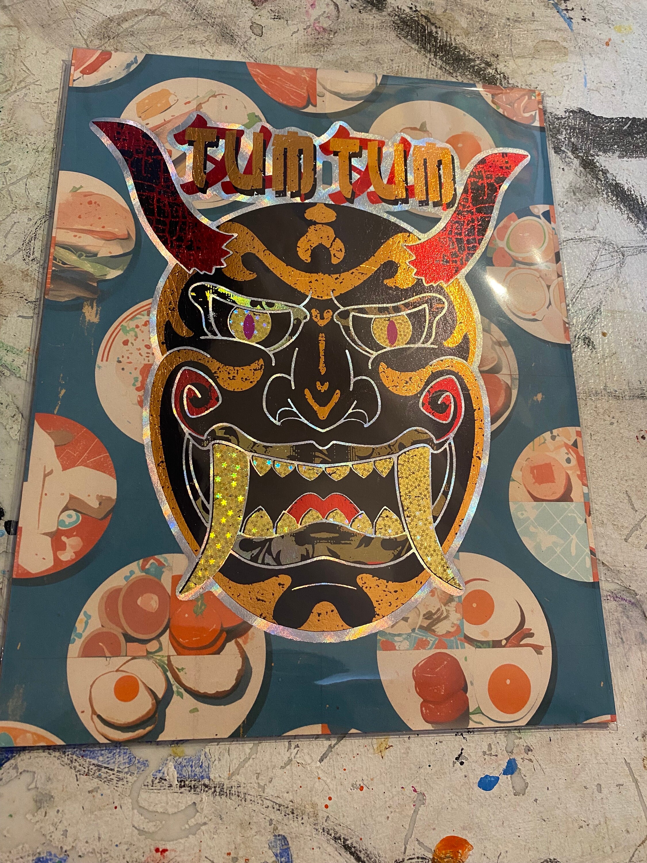3 Ninjas Oni Hannya Ninja Samurai Prajna Kabuki Mask Foil Art Print ...