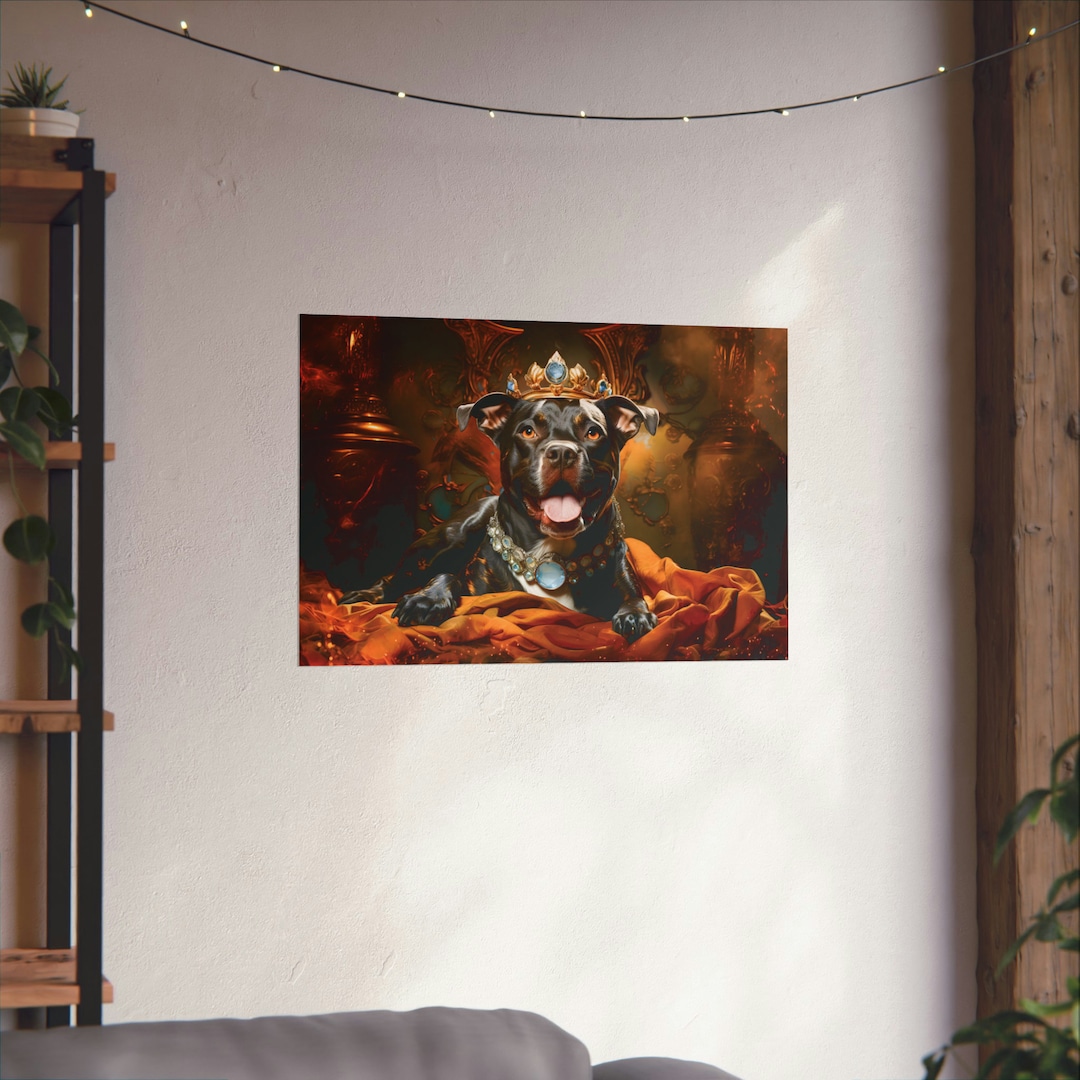 Pitbull Terrier Puppy Art Print, Regal Dog Art Decor, Royal Dog Art - Etsy