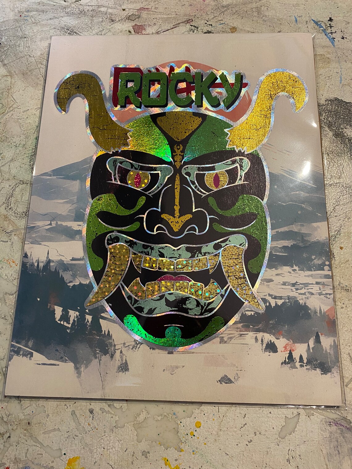 3 Ninjas Oni Hannya Ninja Samurai Prajna Kabuki Mask Foil Art Print ...