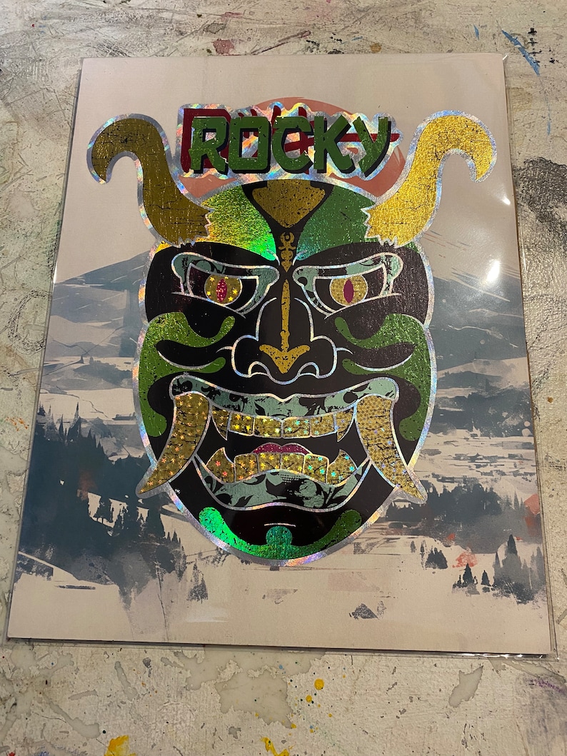 3 Ninjas Oni Hannya Ninja Samurai Prajna Kabuki Mask Foil Art Print ...