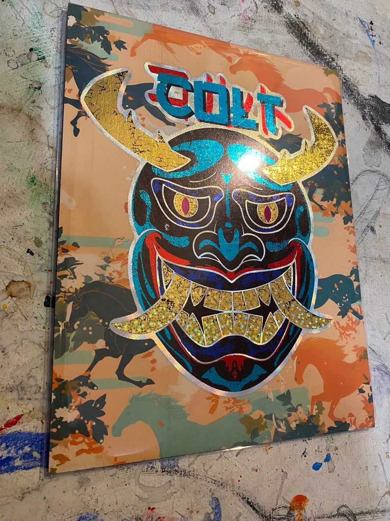 3 Ninjas Oni Hannya Ninja Samurai Prajna Kabuki Mask Foil Art Print ...