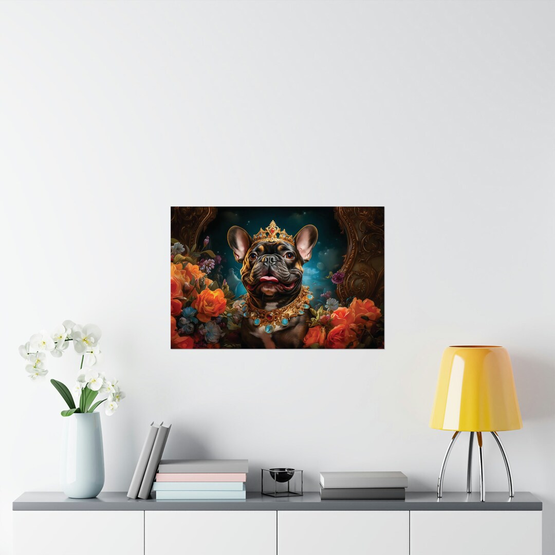 English Bulldog Puppy Art Print, Regal Dog Art Decor, Royal Dog Art ...