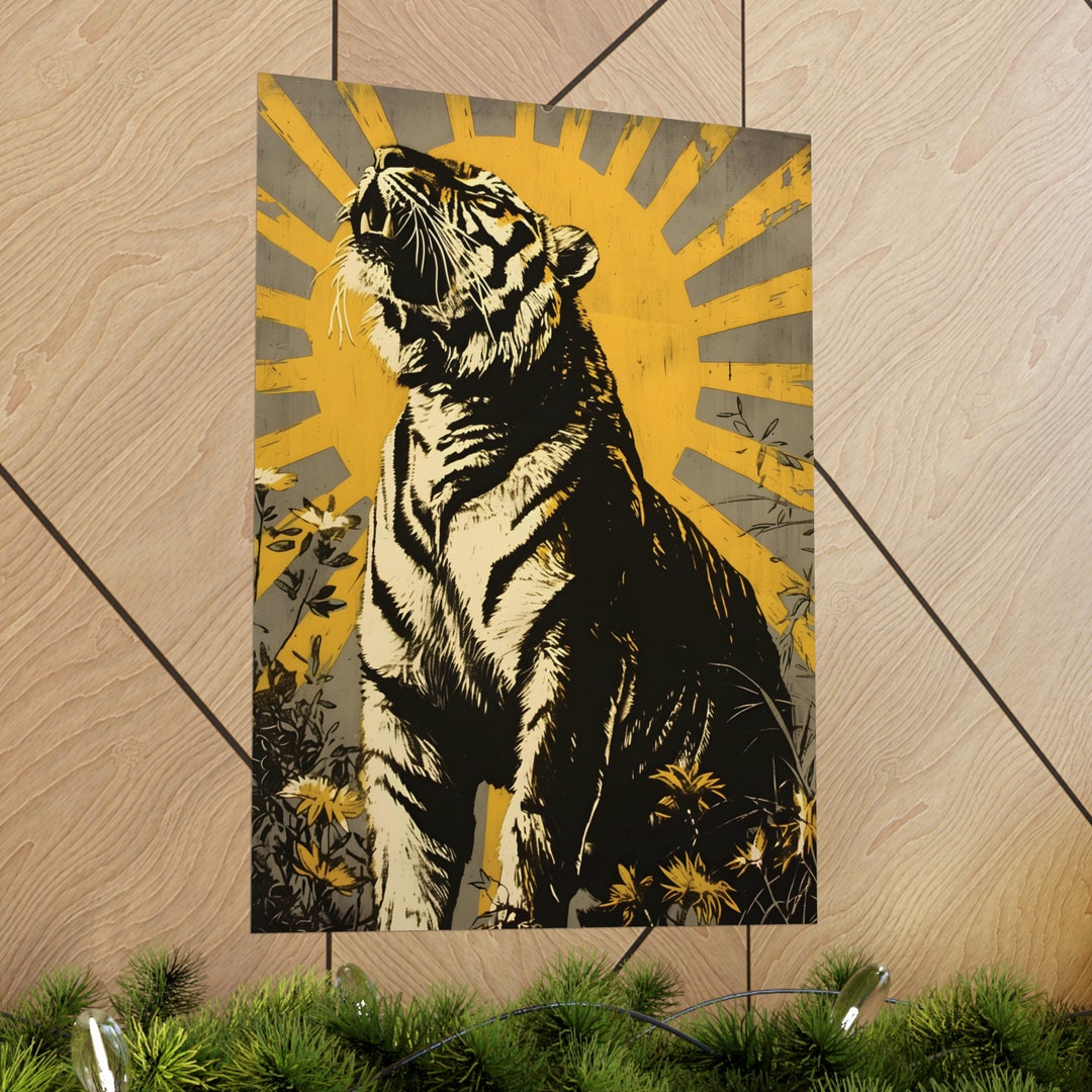 Zen Sun Tiger Art Print Poster, Big Cat Decor, Hippie Gallery Wall Art ...