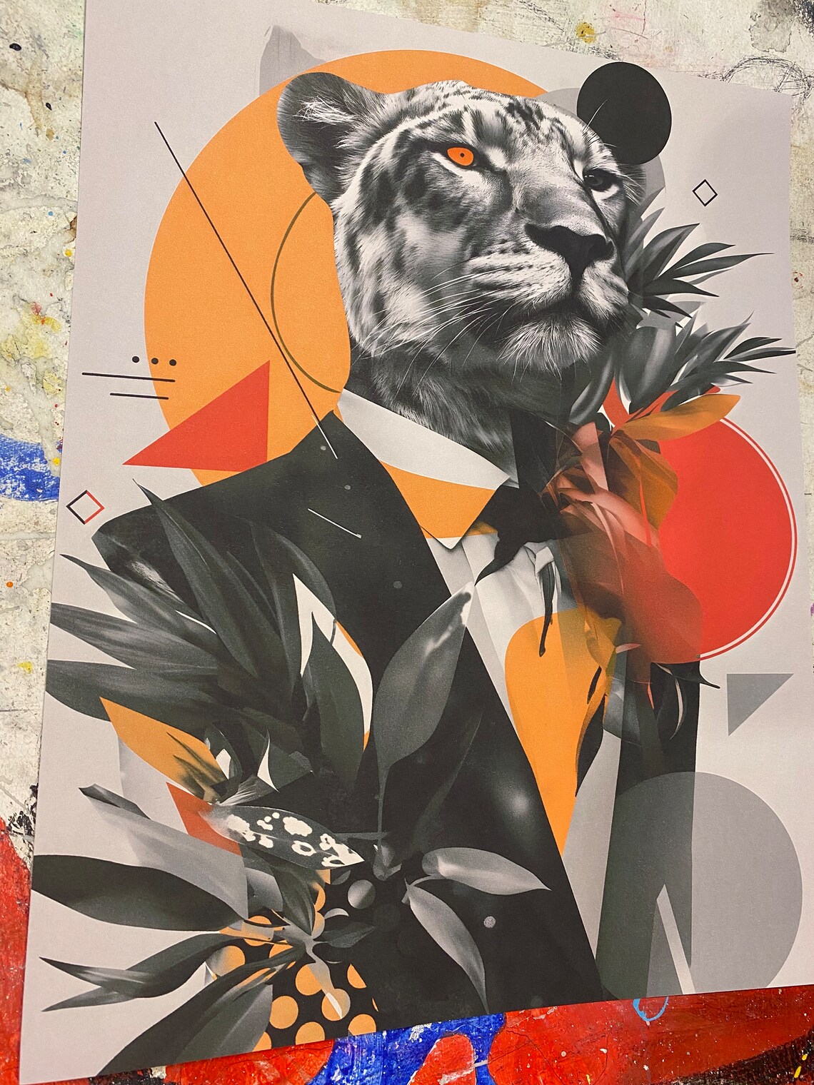 Young Lion Collage Art Print - Etsy