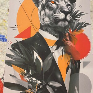 Young Lion Collage Art Print - Etsy