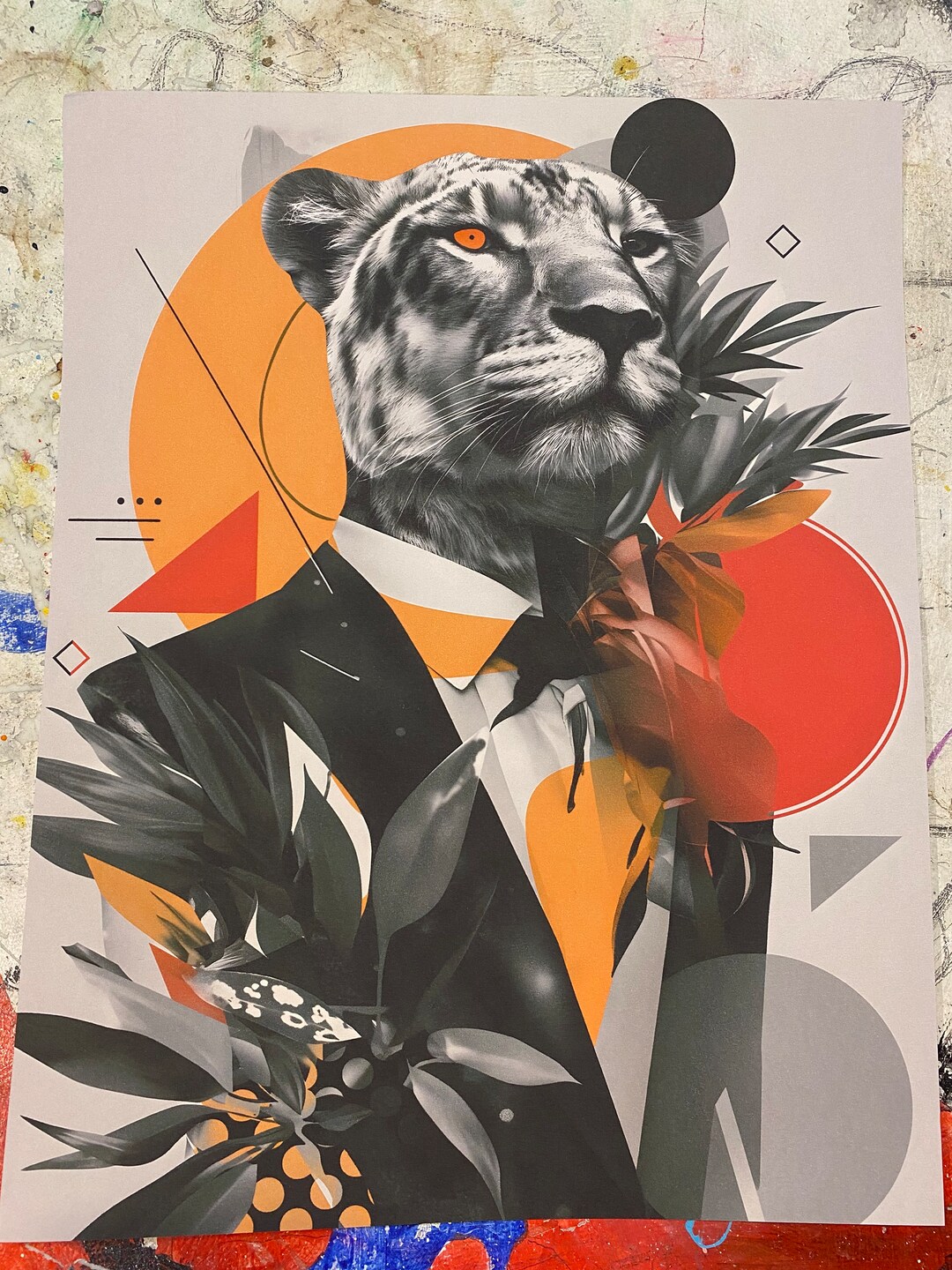 Young Lion Collage Art Print - Etsy