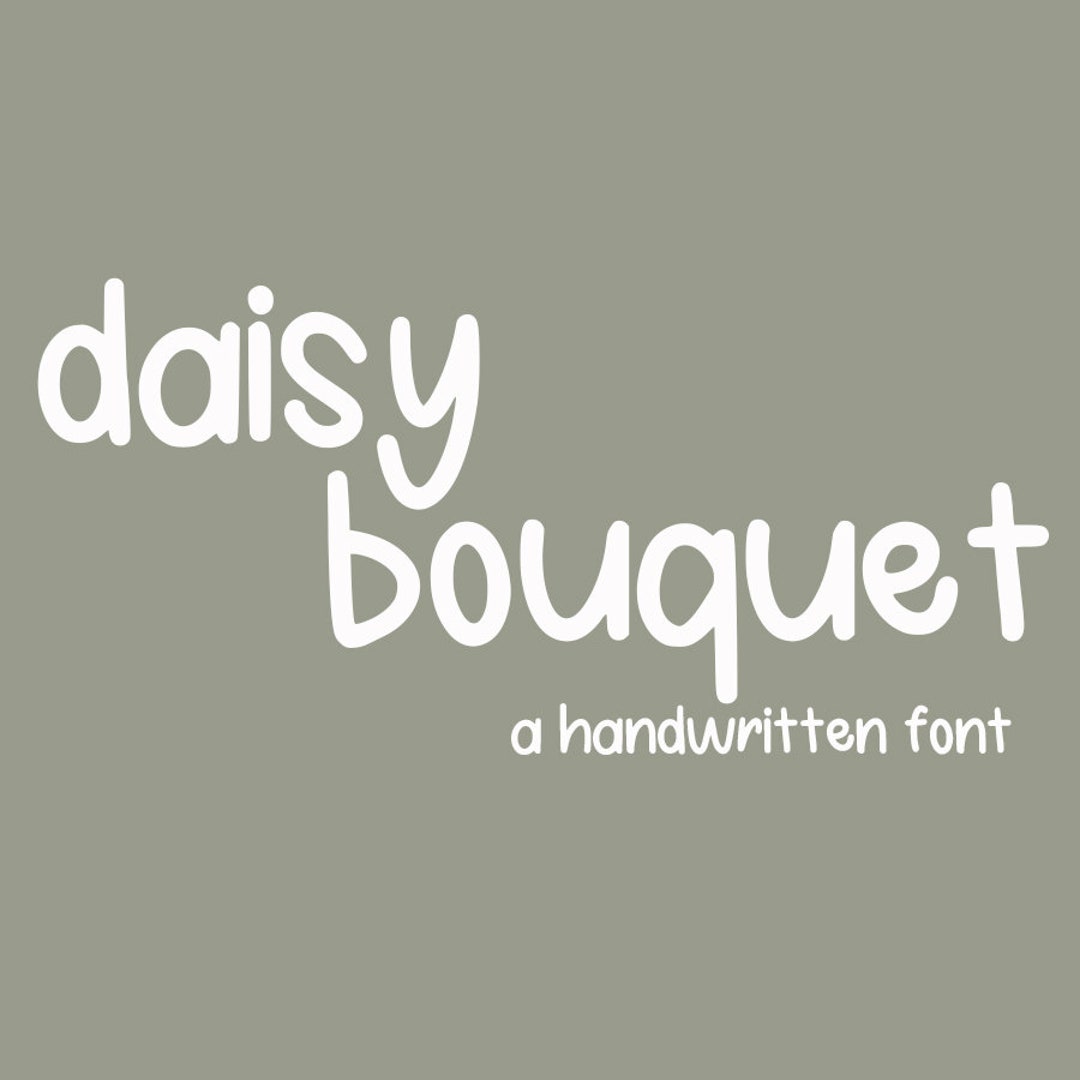 Daisy Bouquet Monoline Capital Handwritten Cute Font, Handwriting Font ...