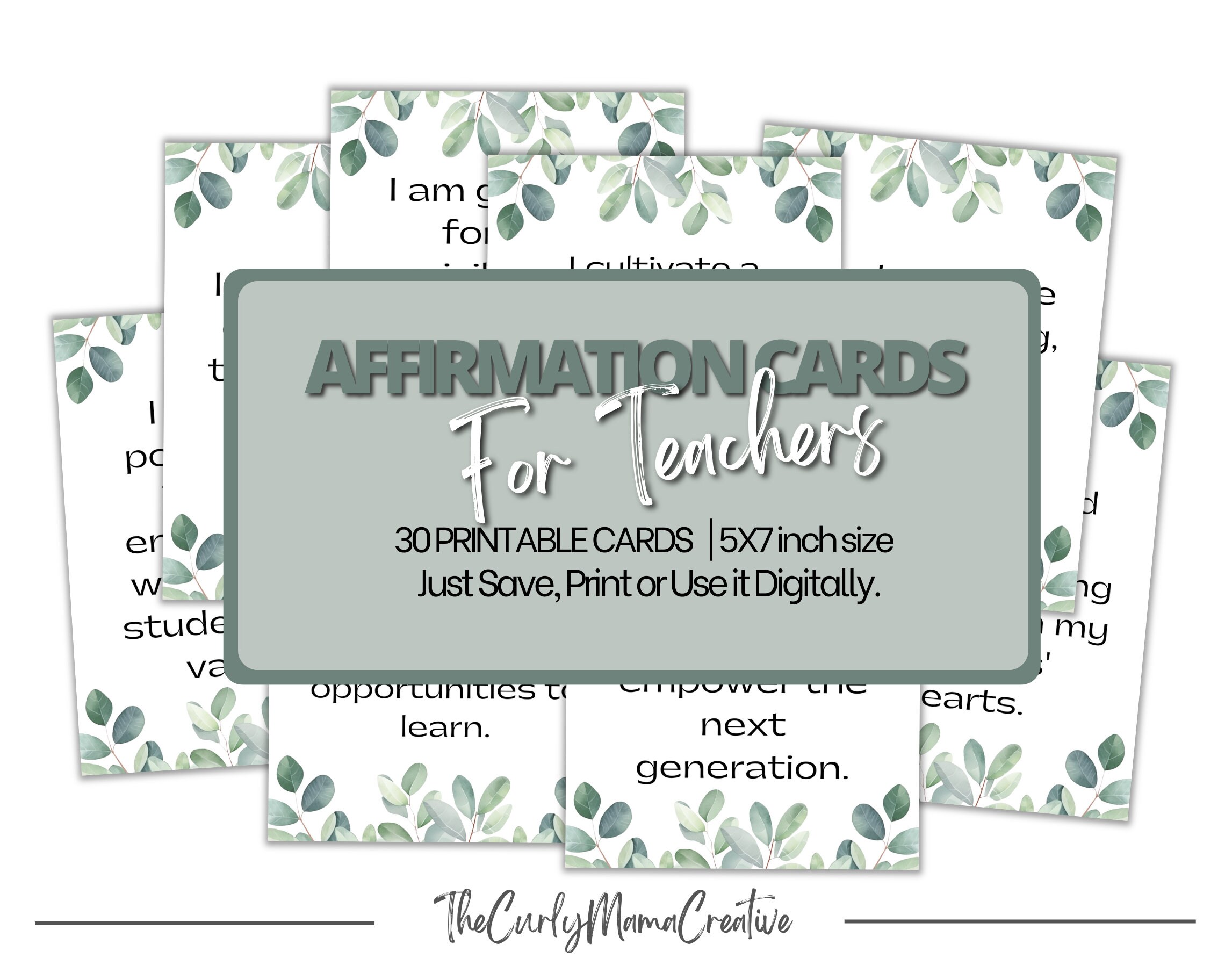Printable Teacher Affirmation Cards Set of 30 Stylish - Etsy