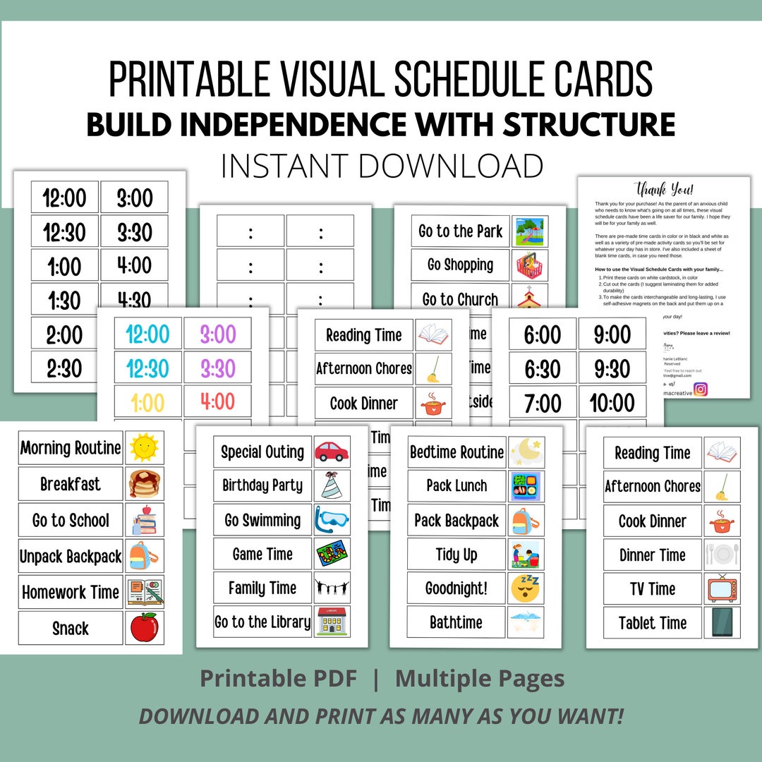 Printable Visual Schedule Cards Routines & Schedule Back to School ...