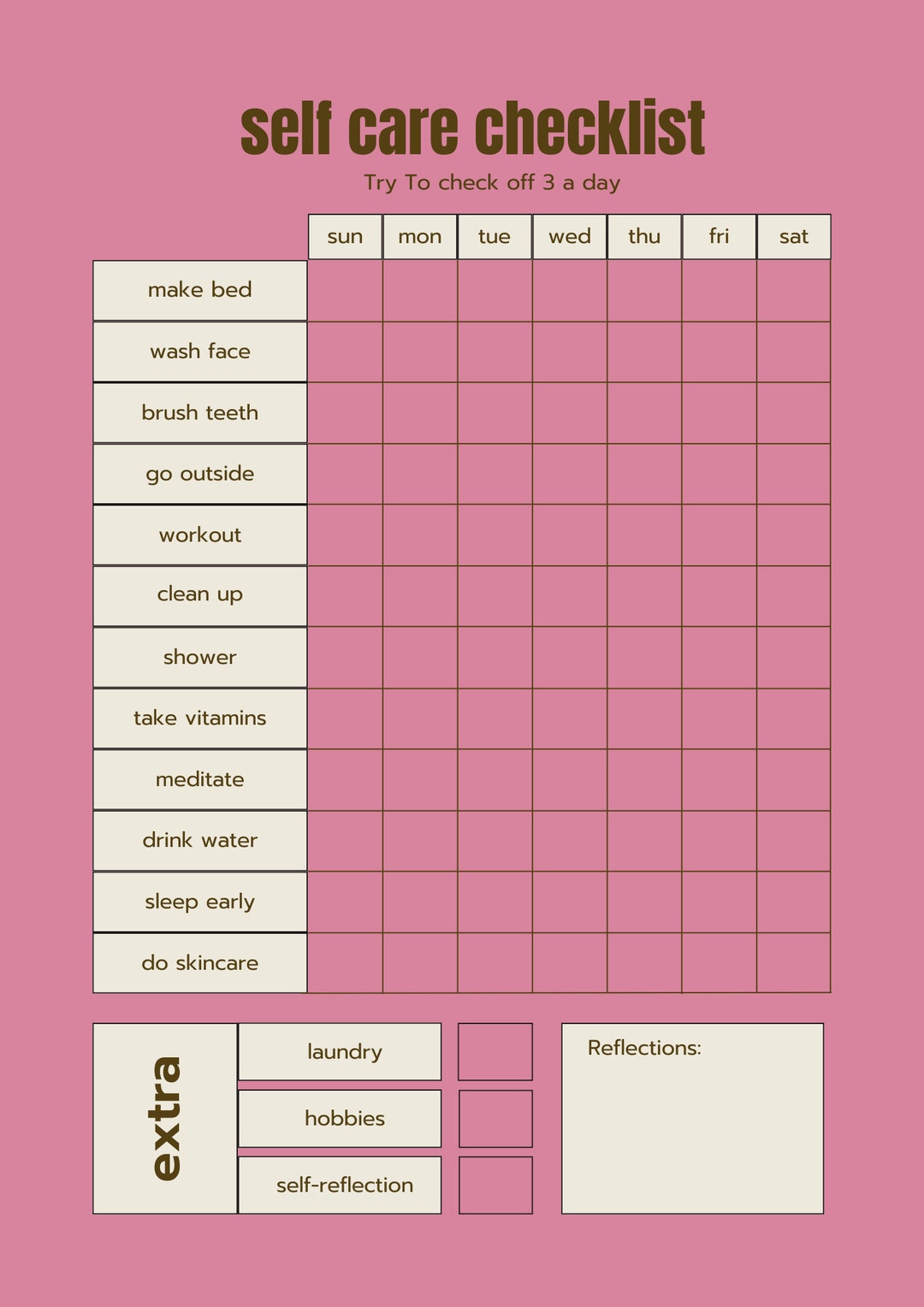Self Care Checklist - Etsy