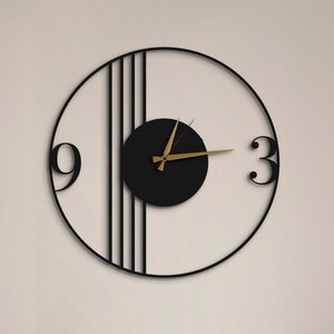 Black Minimalist Clock, Boho Wall Clock, Living Room Clock, Wall Clock ...