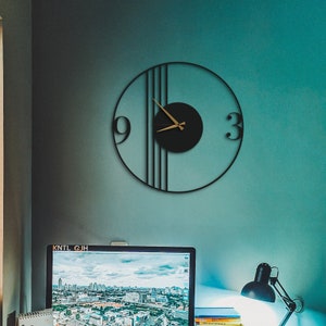 Black Minimalist Clock, Boho Wall Clock, Living Room Clock, Wall Clock ...