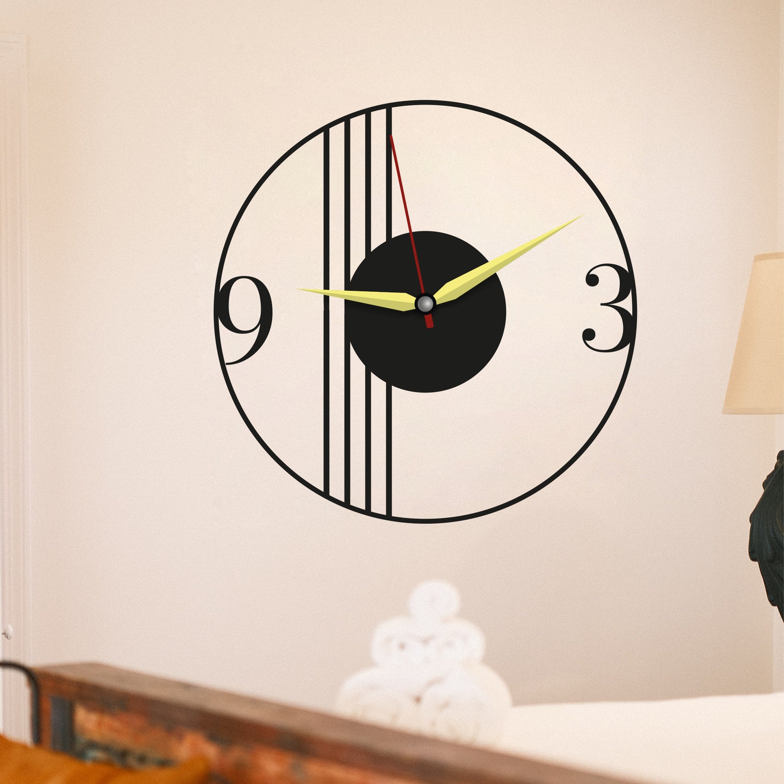 Black Minimalist Clock Boho Wall Clock Living Room Clock - Etsy