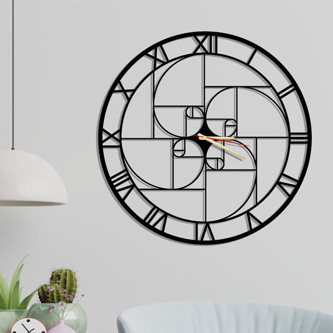 Golden Ratio Metal Wall Clock, Unique Modern Cloc, Fibonacci Spiral ...