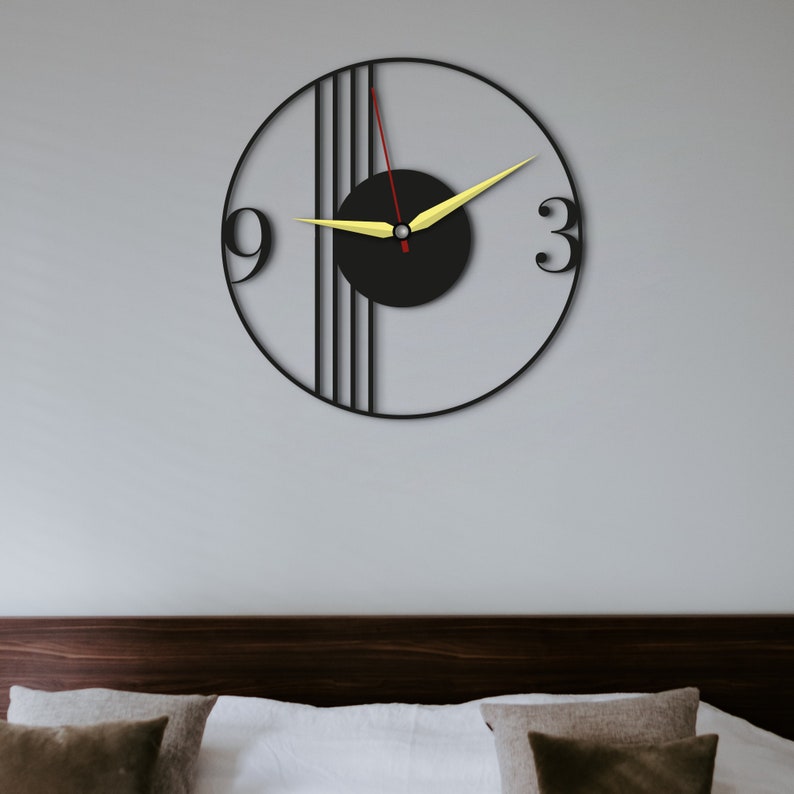 Black Minimalist Clock Boho Wall Clock Living Room Clock - Etsy
