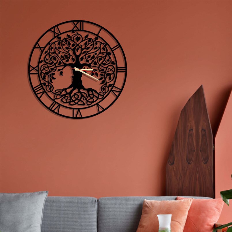 Tree of Life Wall Clock, Unique Black Tree of Life Wall Clock, Large ...