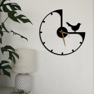 Modern Bird Wall Clock, Metal Unique Wall Clock, Minimalist Wall Clock ...