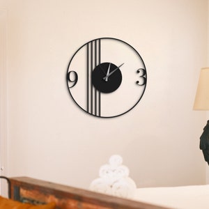 Black Minimalist Clock, Boho Wall Clock, Living Room Clock, Wall Clock ...