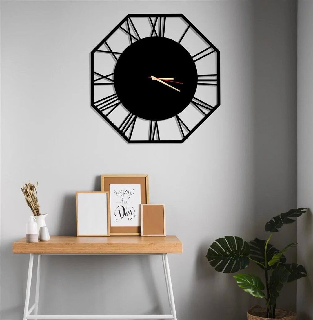 Octagon Metal Wall Clock, Large Modern Wall Clock, Oversized Wall Clock ...