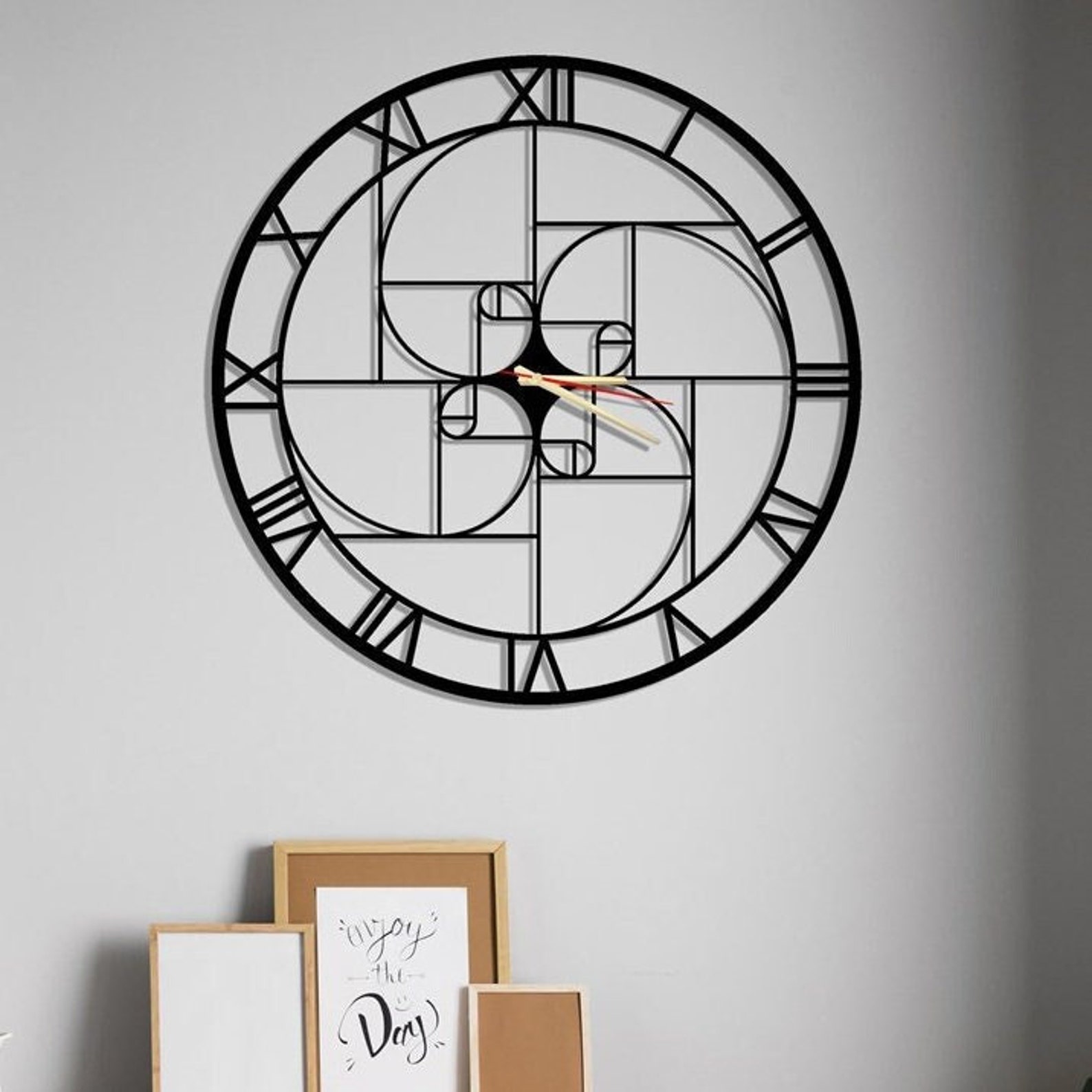 Golden Ratio Metal Wall Clock, Unique Modern Cloc, Fibonacci Spiral Wall Clock, Mid Century ...