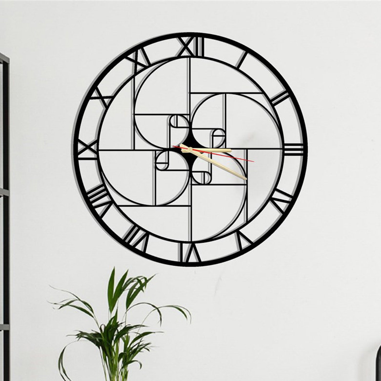Golden Ratio Metal Wall Clock, Unique Modern Cloc, Fibonacci Spiral ...