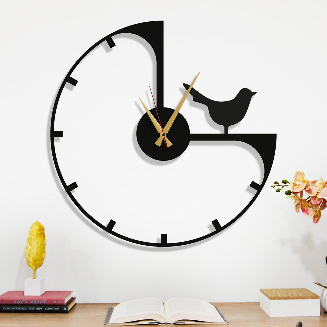 Modern Bird Wall Clock, Metal Unique Wall Clock, Minimalist Wall Clock ...