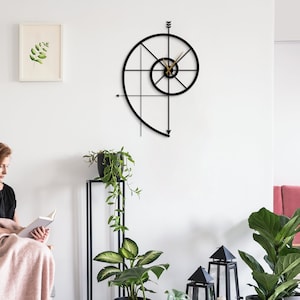 Spiral Wall Clock, Golden Ratio Wall Art, Minimalist Modern Wall Clock ...