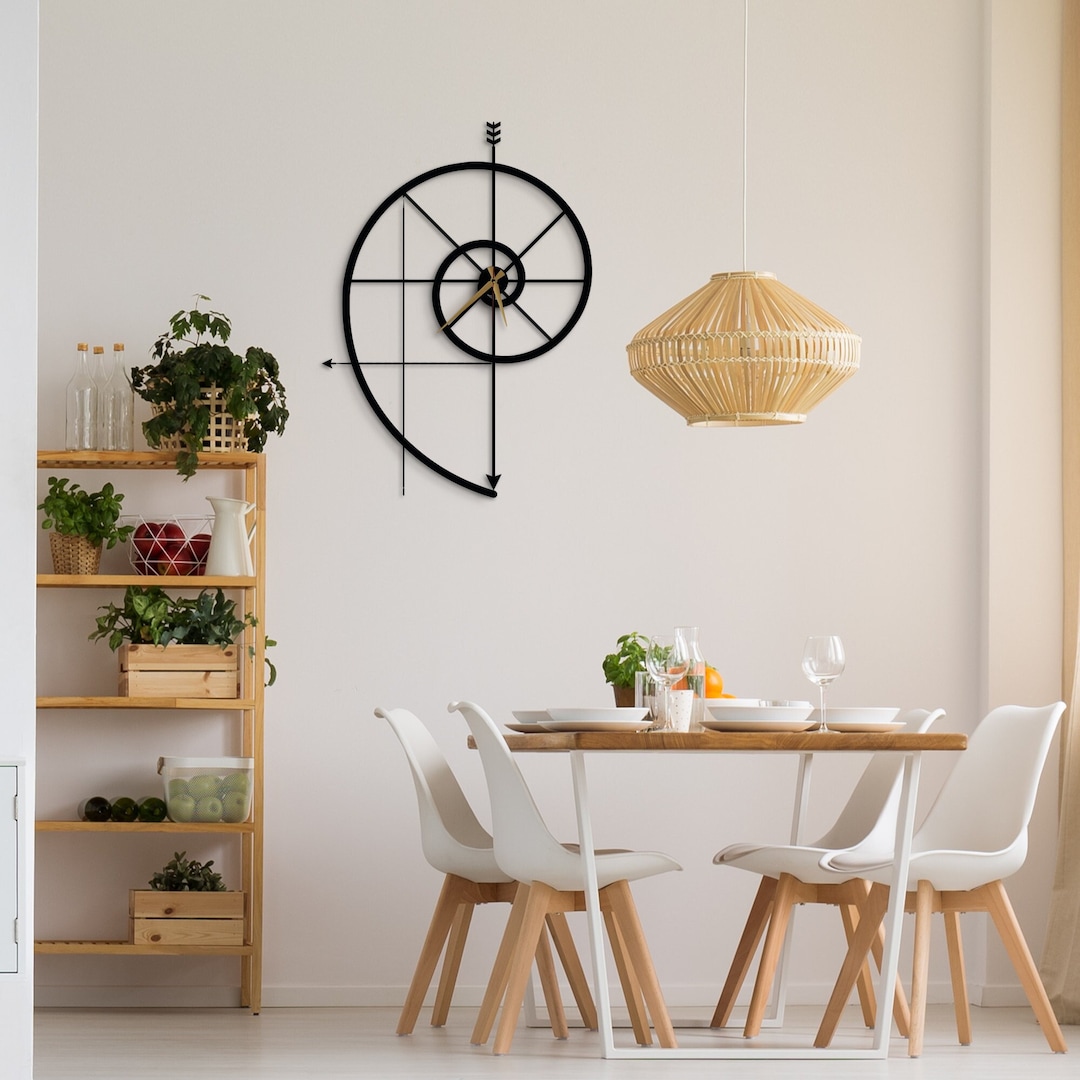 Spiral Wall Clock, Golden Ratio Wall Art, Minimalist Modern Wall Clock ...