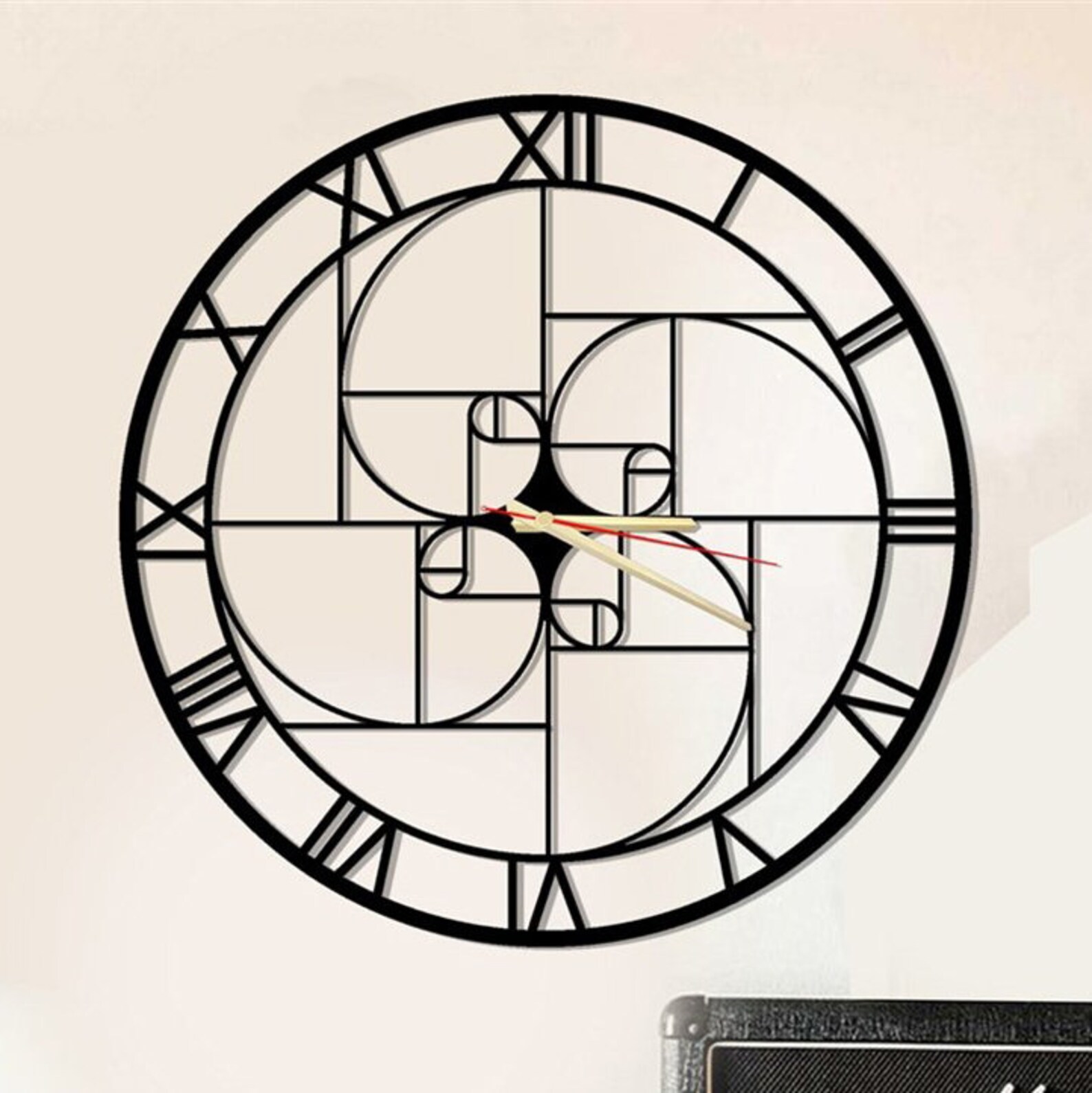 Golden Ratio Metal Wall Clock, Unique Modern Cloc, Fibonacci Spiral ...