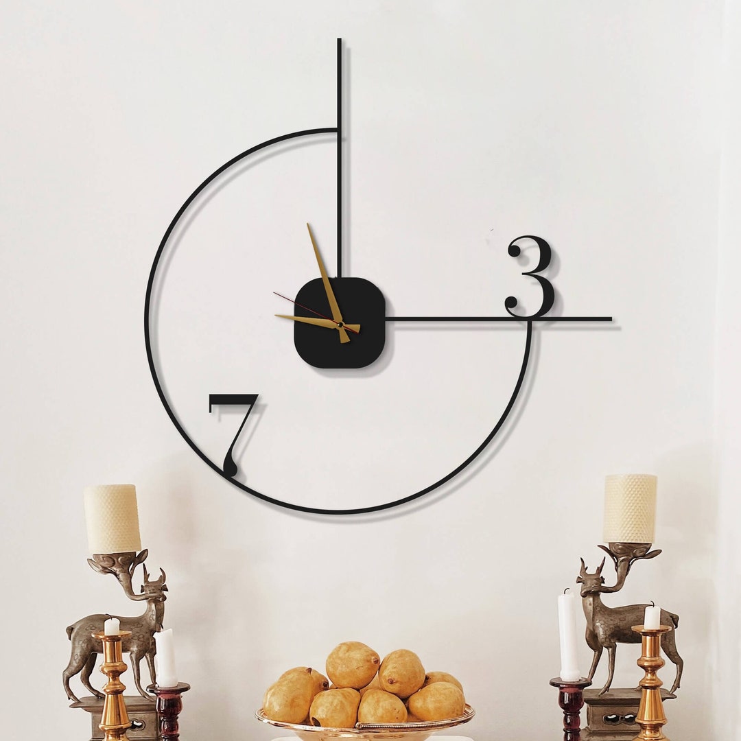 Minimalist Wall Clock, Oversized Silent Modern Wall Clock, Unique Wall ...