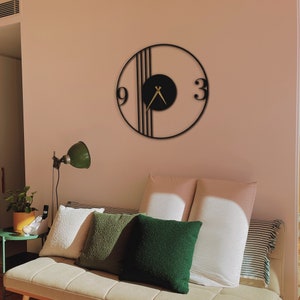 Black Minimalist Clock, Boho Wall Clock, Living Room Clock, Wall Clock ...
