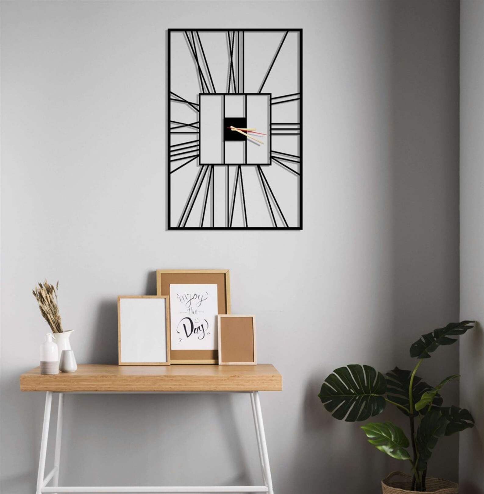 Wall Clock, Rectangle Wall Clock, Silent Metal Oversized Wall Clock ...