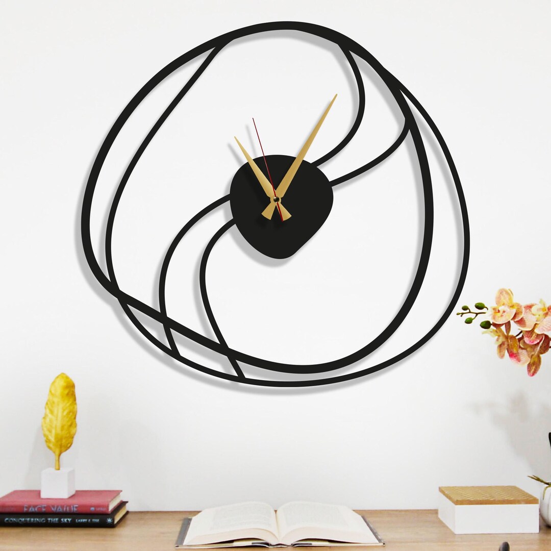 Modern Metal Wall Clock, Abstract Wall Clock, Unique Wall Art, Large ...