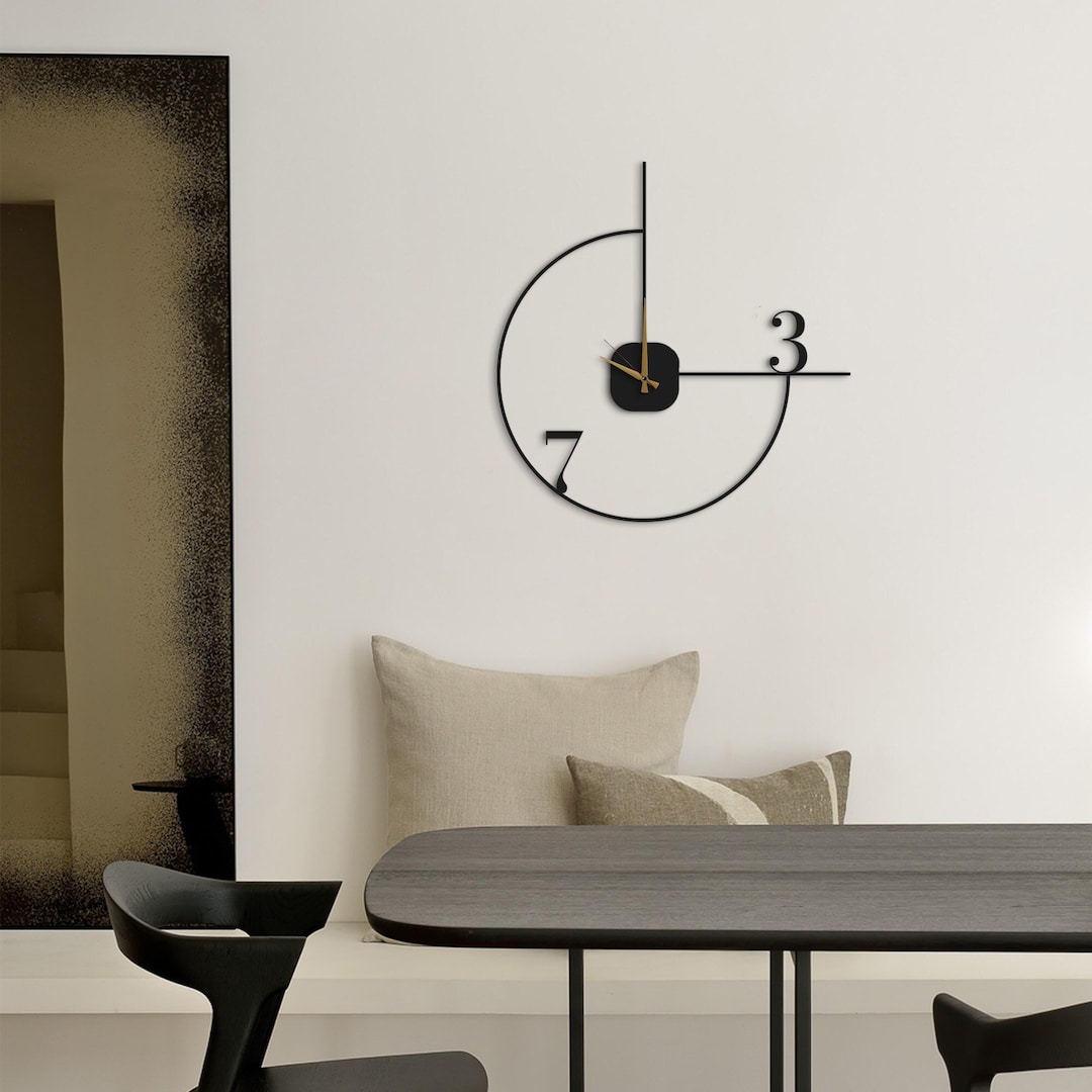 Minimalist Wall Clock, Oversized Silent Modern Wall Clock, Unique Wall ...